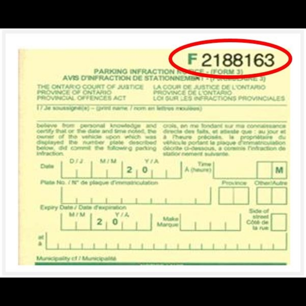 Where to find your ticket or infraction number? | City of Ottawa