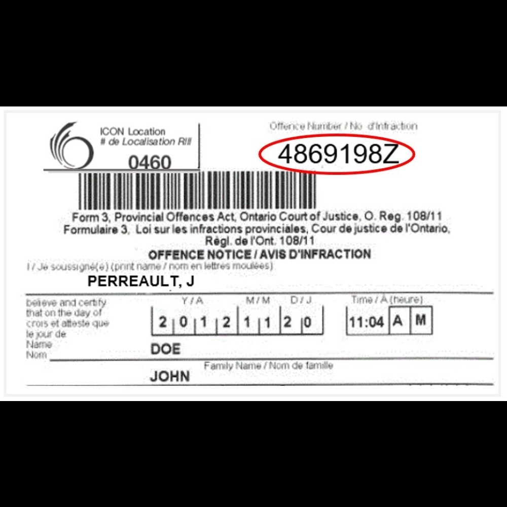 Where to find your ticket or infraction number? - Example tickets ...