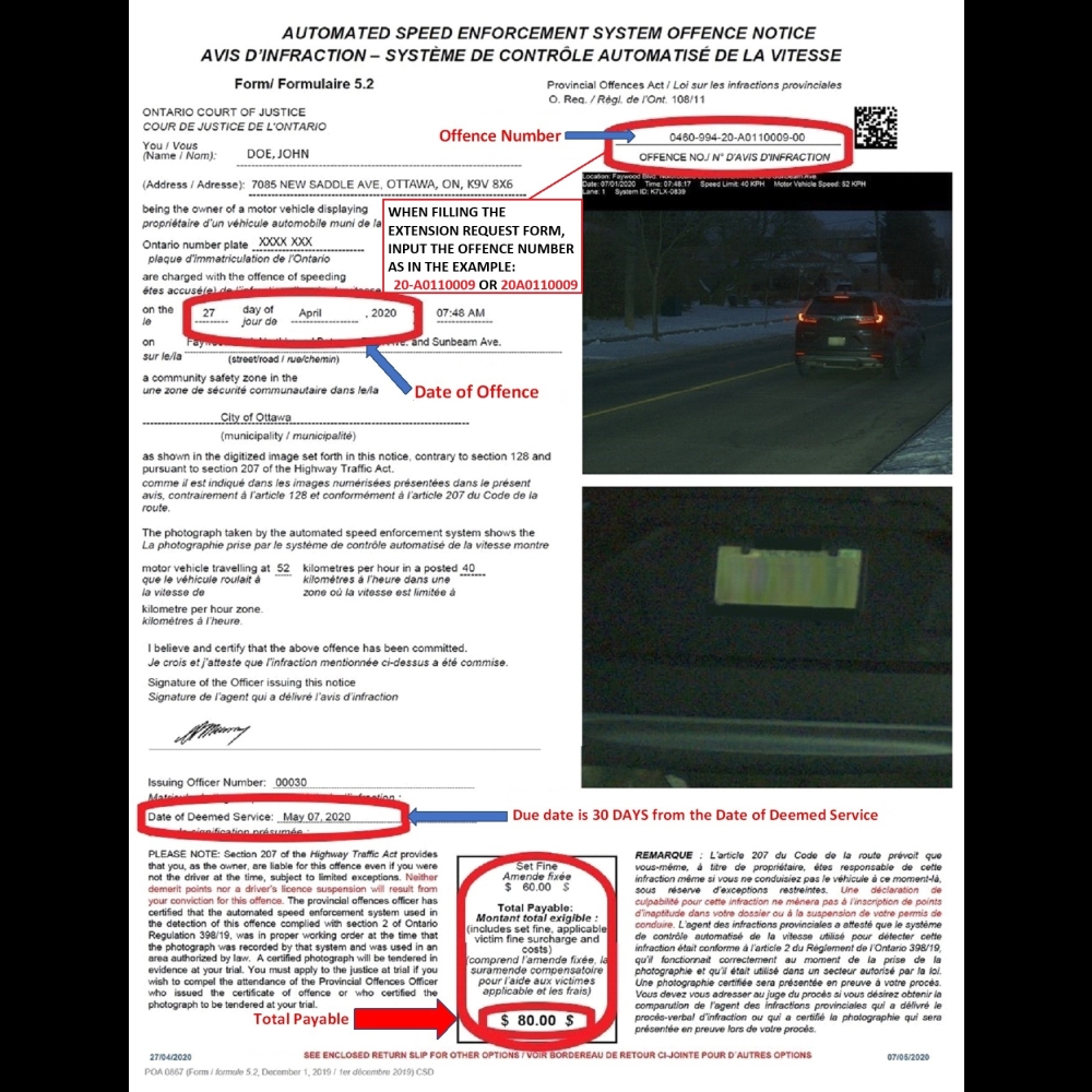 Where to find your ticket or infraction number? - Example tickets ...